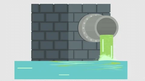 Waste discharge into the water. Animatio... | Stock Video | Pond5