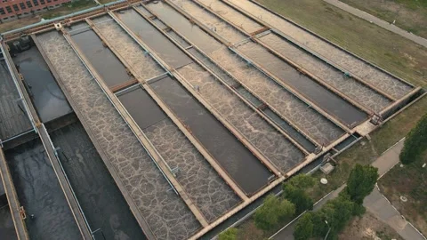 Wastewater Treatment Plant Filtering Wat... | Stock Video | Pond5