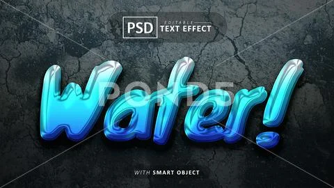 Water 3d text effect editable ~ PSD Template #234429136