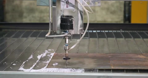Water-abrasive CNC machine for cutting m... | Stock Video | Pond5