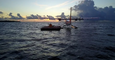 Water airplane floating on the ocean, wh... | Stock Video | Pond5
