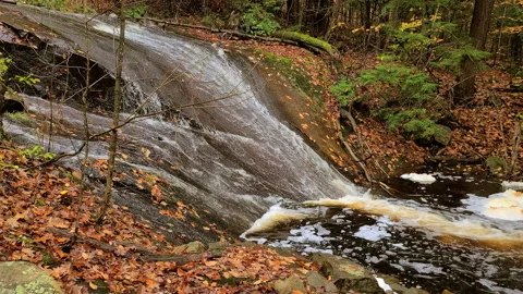Water Cascade On Hiking Trail With Fall ... | Stock Video | Pond5