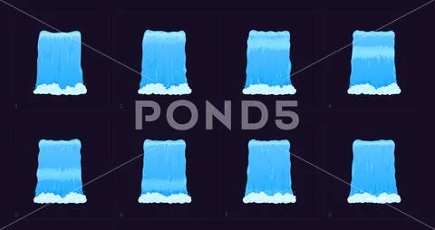 Water cascade waterfall sprite sheet animation Illustration #274141664