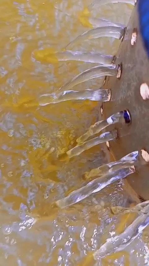 water comes out of the paralon pipe | Stock Video | Pond5