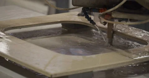 Water cooled stone router milling a sink... | Stock Video | Pond5