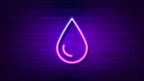 water drop neon sign animation..Brick Wa... | Stock Video | Pond5