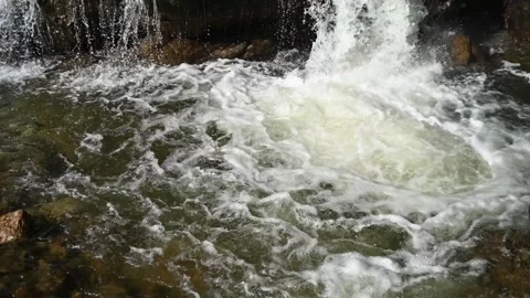 Water falling into the pool of a waterfa... | Stock Video | Pond5