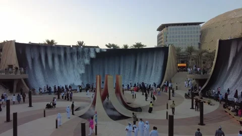 Water feature at Expo 2020 in Dubai, tou... | Stock Video | Pond5