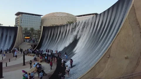 Water feature at Expo 2020 in Dubai, tou... | Stock Video | Pond5