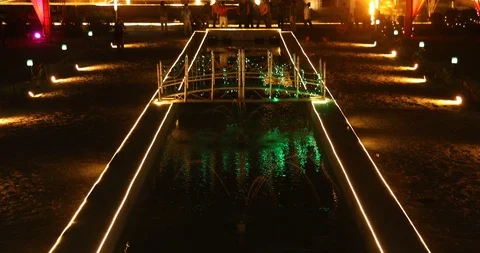 Water Fountain at Night view | Stock Video | Pond5