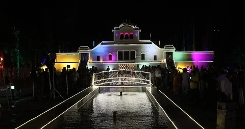 Water Fountain at Night view | Stock Video | Pond5