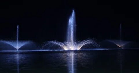 Water Fountain at Night view | Stock Video | Pond5