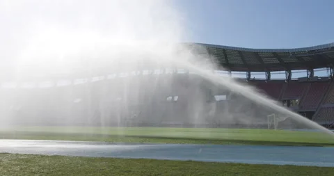 Water irrigation system on a open field ... | Stock Video | Pond5