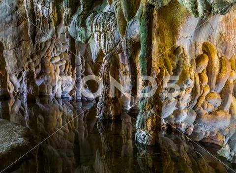 Photograph: Water lake in a underground drip cave, beautiful nature ...