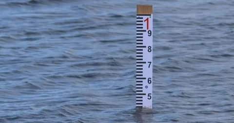 Water level measuring pole stick high ti... | Stock Video | Pond5
