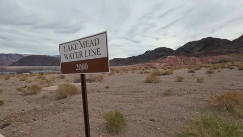 Water level sign at Lake mead marina are... | Stock Video | Pond5
