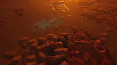 Water on Mars. Terraforming Martian Land... | Stock Video | Pond5