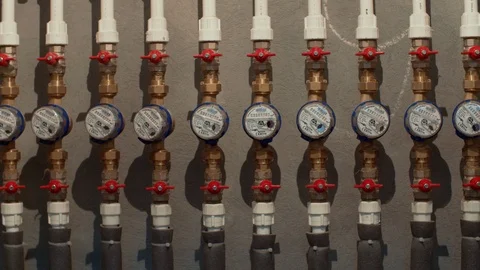 Water Meters Of A Modern Apartment Build... | Stock Video | Pond5