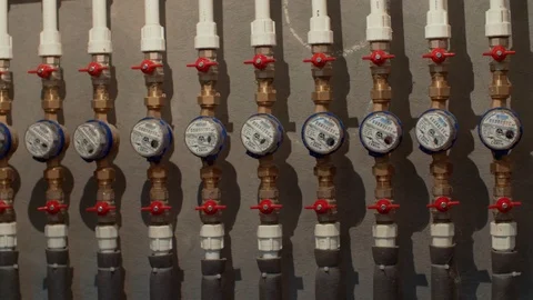 Water Meters Of A Modern Apartment Build... | Stock Video | Pond5