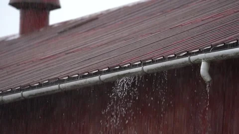 Water From Overflowing House Gutters Fal... | Stock Video | Pond5
