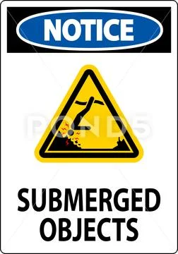 Water Safety Sign Notice - Submerged Objects: Graphic #261907057