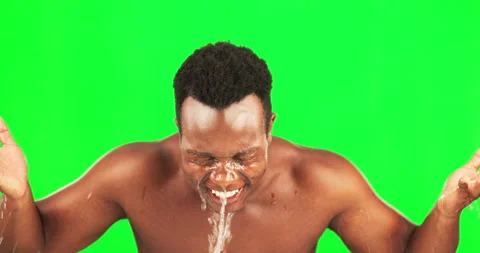 Water splash, black man and green screen... | Stock Video | Pond5