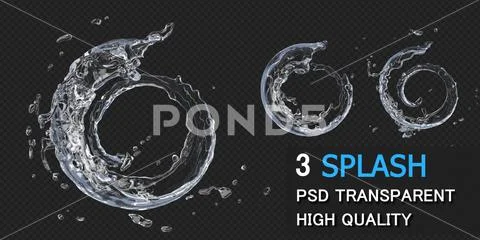 PSD Template: Water Splash Frame on black background. 3d illustration ...