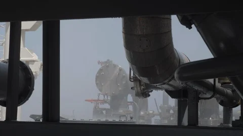 Water spray system on cargo hold of gas ... | Stock Video | Pond5