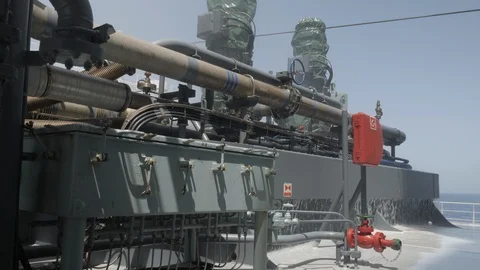 Water spray system test on cargo hold of... | Stock Video | Pond5