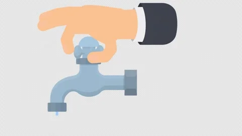 Water tap. Animation of a hand opening a... | Stock Video | Pond5