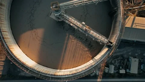 Water treatment facilities. Radial prima... | Stock Video | Pond5