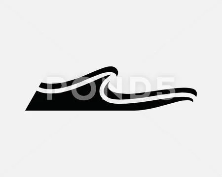 Water Waves Icon Tidal Wave Sea Ocean Tide Tsunami Shape Surfing Icon ...