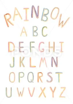 Watercolor Rainbow Alphabet clip art, ABC Poster, Kids Educational ...