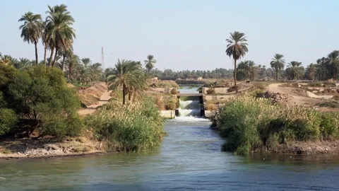 Waterfall along Nile River Banks in Aswa... | Stock Video | Pond5