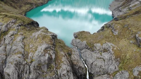WATERFALL and CRATER lake "Laguna Amaril... | Stock Video | Pond5