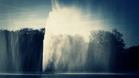 waterfall big splash fountain in river ... | Stock Video | Pond5