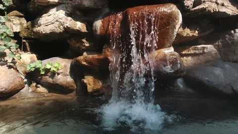 Waterfall cascade of hot water. Water sp... | Stock Video | Pond5