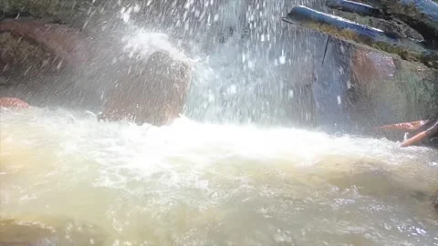 Waterfall Drops On The Rocks And Flows T... | Stock Video | Pond5