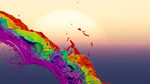 a waterfall in rainbow colors. 3d animat... | Stock Video | Pond5