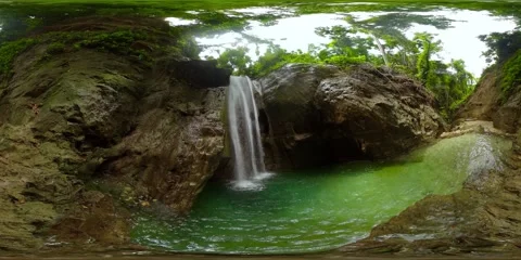 Waterfall in the rainforest. 360 panoram... | Stock Video | Pond5