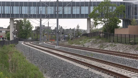 Waterloo light rail transit train | Stock Video | Pond5