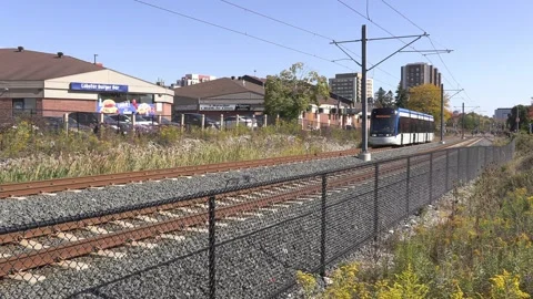 Waterloo light rail transit trains and s... | Stock Video | Pond5