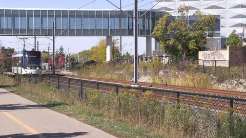 Waterloo light rail transit trains and s... | Stock Video | Pond5