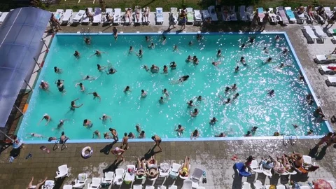 Crowded Swimming Pool Stock Footage ~ Royalty Free Stock Videos | Pond5