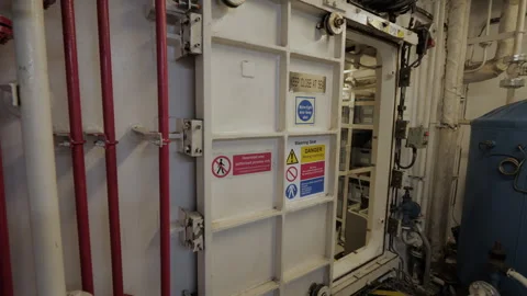 Watertight sliding door in engine room o... | Stock Video | Pond5