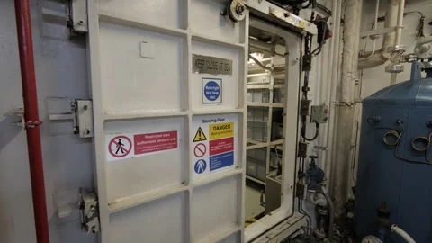Watertight sliding door in engine room o... | Stock Video | Pond5