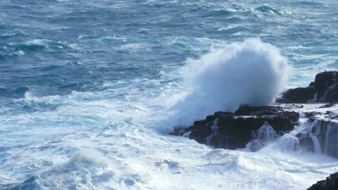 The waves beating the reef with huge wat... | Stock Video | Pond5