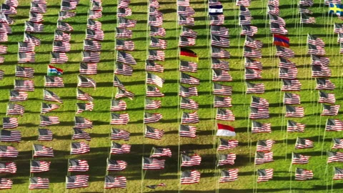 The Waves of Flags display at Alumni Par... | Stock Video | Pond5