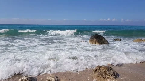 Waves of a restless turbulent ocean that... | Stock Video | Pond5