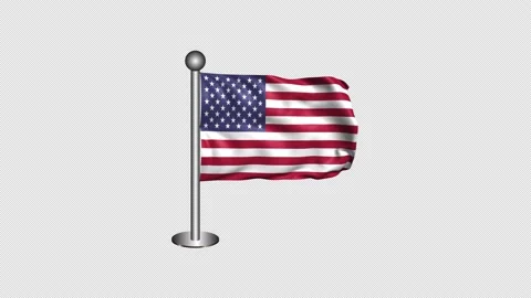 Waving American Flag with Pole Isolated ... | Stock Video | Pond5